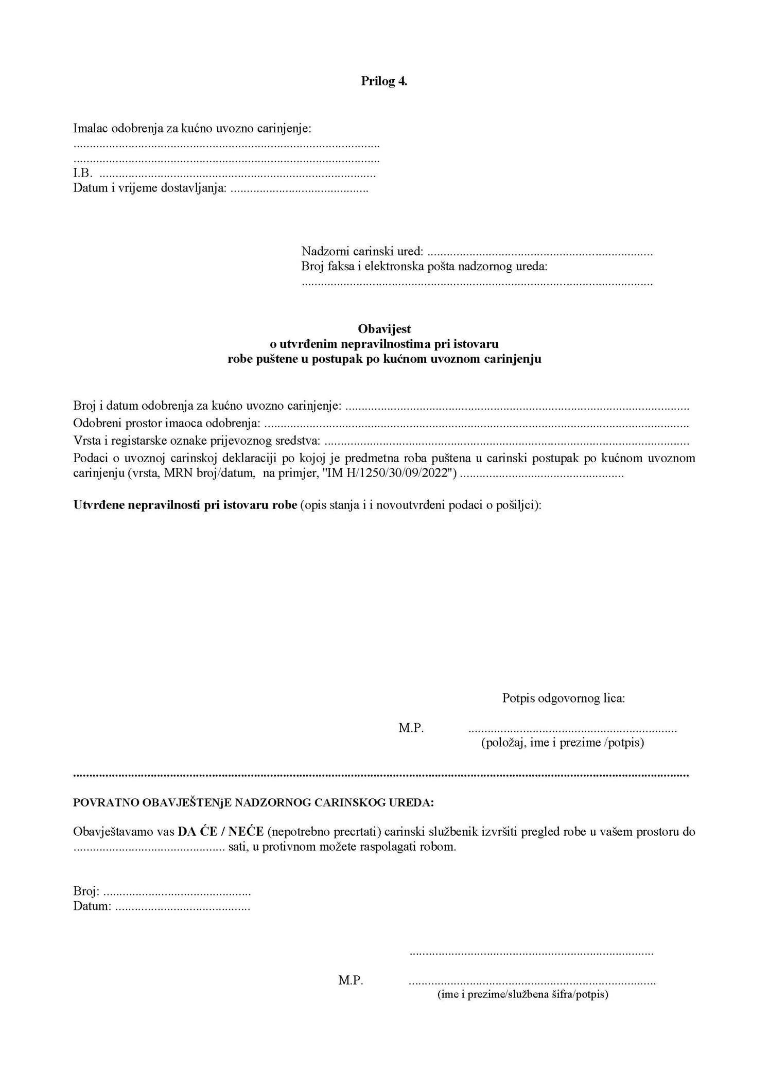 UPUTSTVO O POSTUPKU KUĆNOG UVOZNOG CARINJENJA - Klaster Logistika